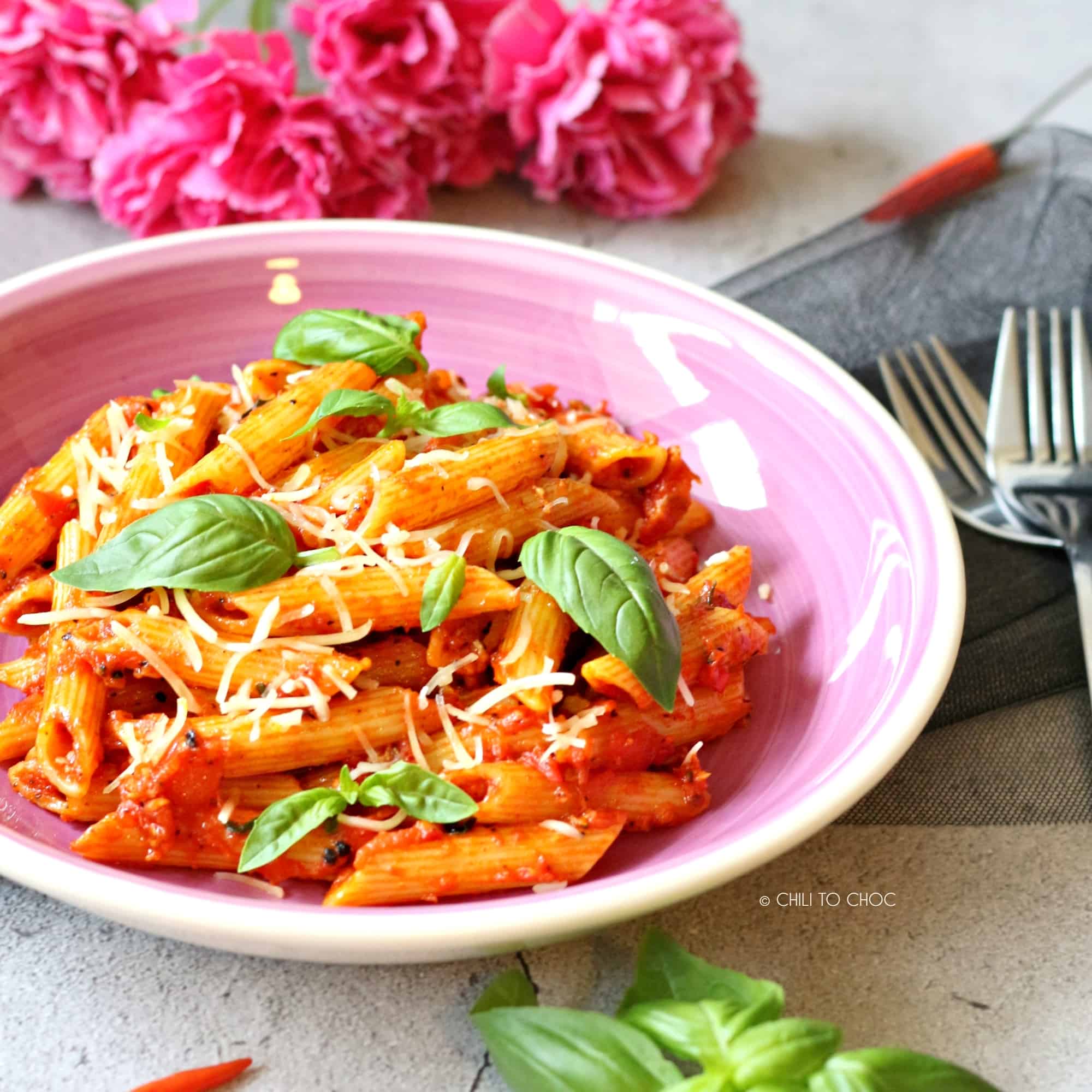 Spicy Pasta Arrabiata - Chili to Choc