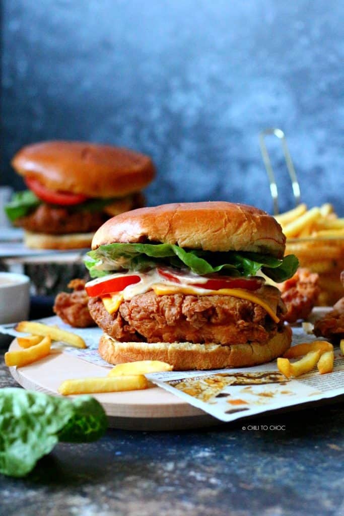 KFC-Style Crispy Chicken Burger (Zinger Burger) - Chili to Choc KFC-Style Crispy Chicken Burger (Zinger Burger) - Chili to Choc