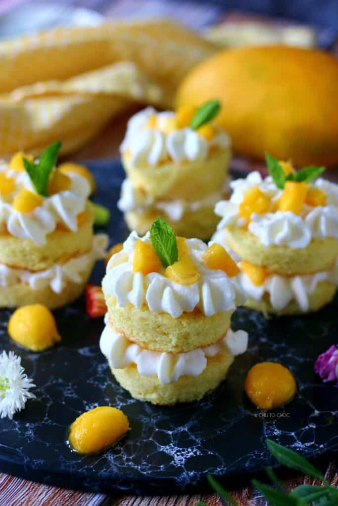 Mango Mini Cake with Whipped Cream Frosting - Chili to Choc