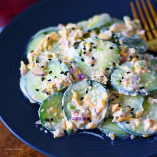 Jalapeno Popper Cucumber Salad - Chili to Choc