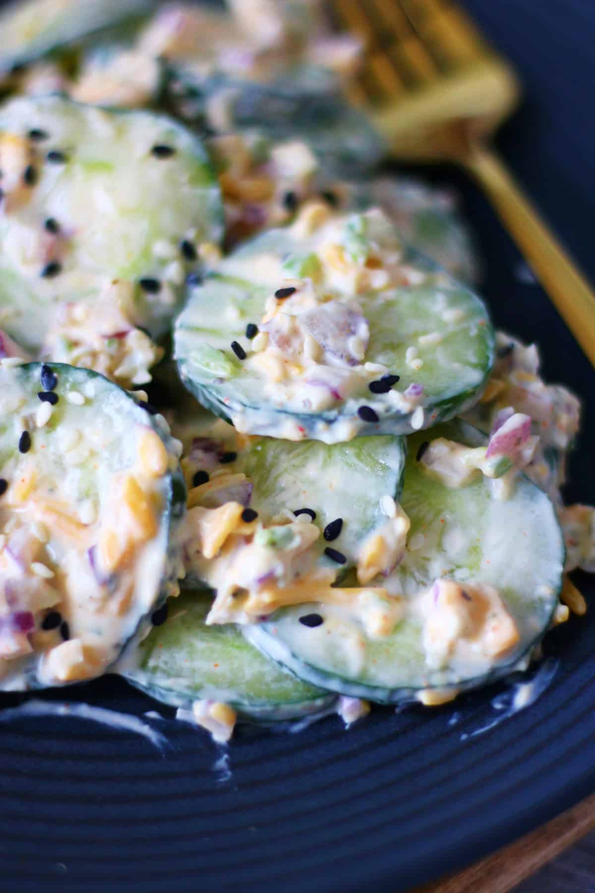 Jalapeno Popper Cucumber Salad - Chili to Choc